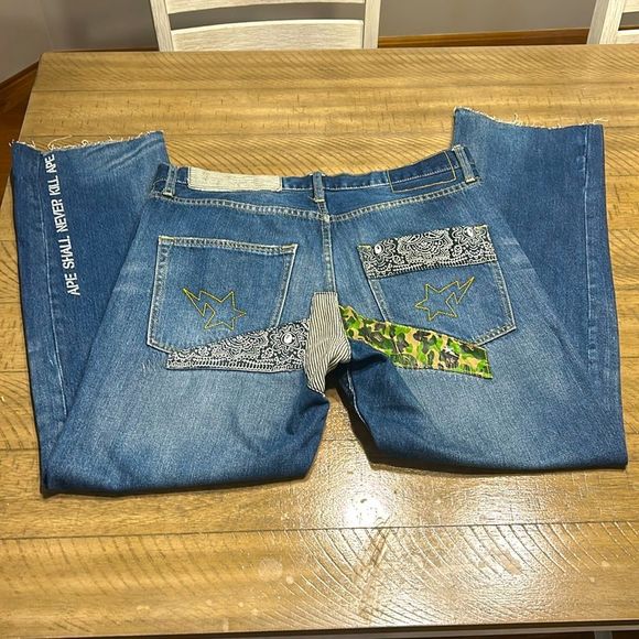 Bape | Jeans | Abathing Ape Distressed Jeans Size 34 | Poshmark